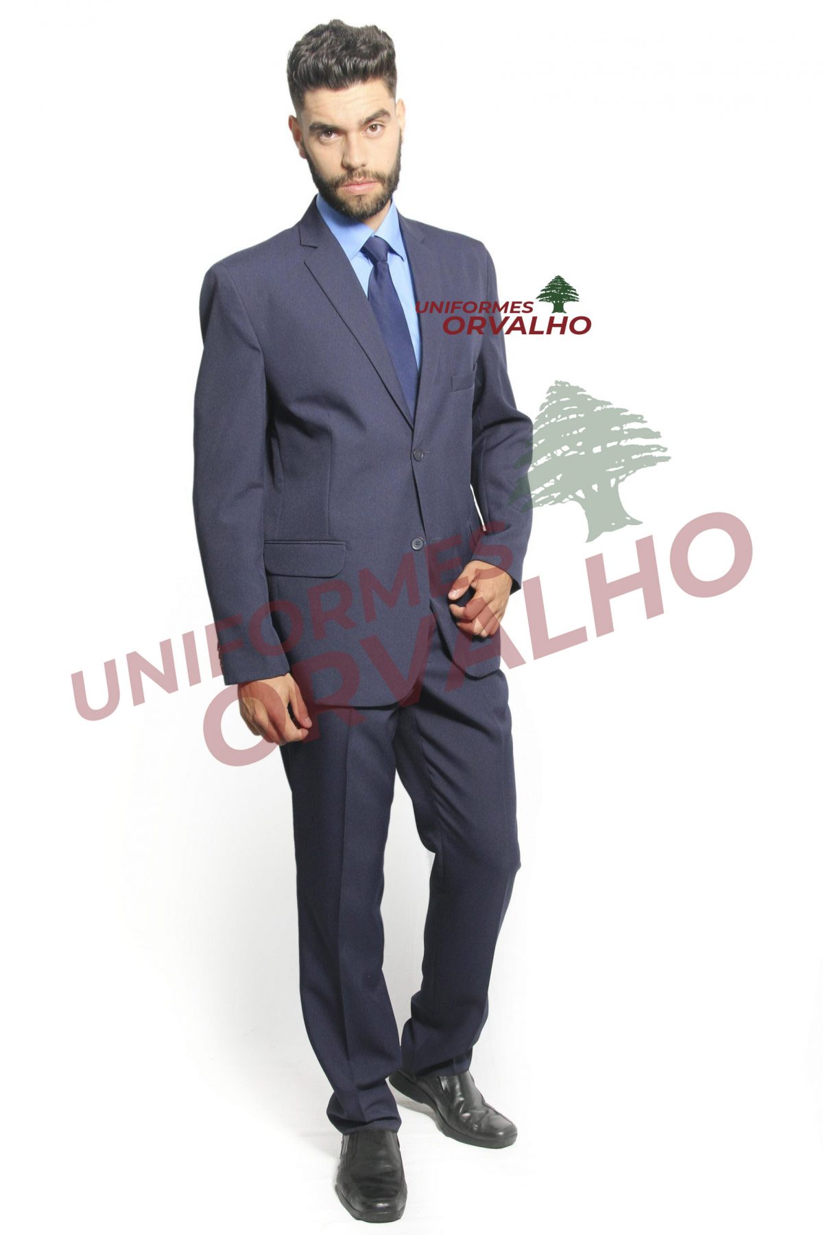 TERNO SOCIAL MASCULINO EM TECIDO OXFORD NA COR AZUL MARINHO - Orvalho ...